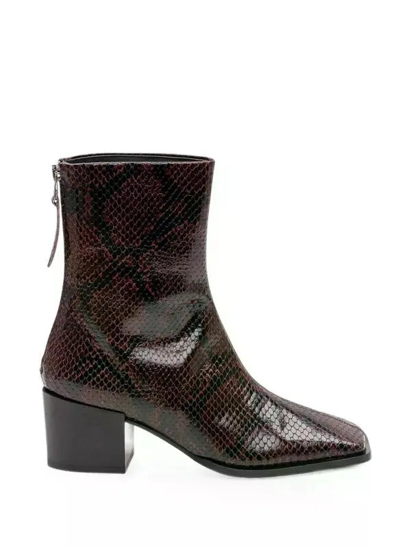 AeydĒ Amina Snake-effect Leather Ankle Boots - Red