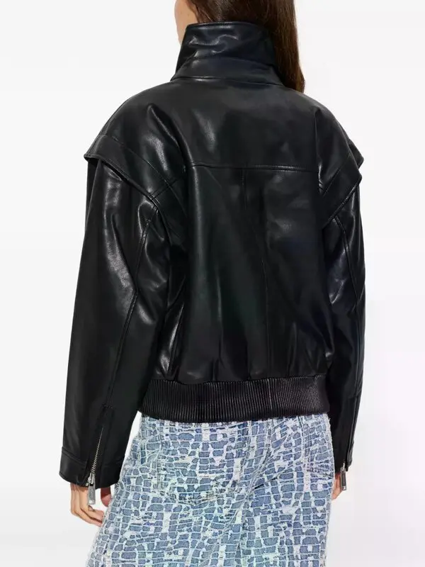 SELF-PORTRAIT Faux-leather Stand-up Collar Jacket