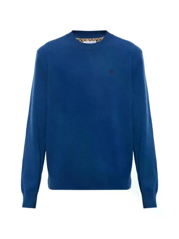 Burberry Cashmere-blend Crew Neck Sweater With Embroidered Knight