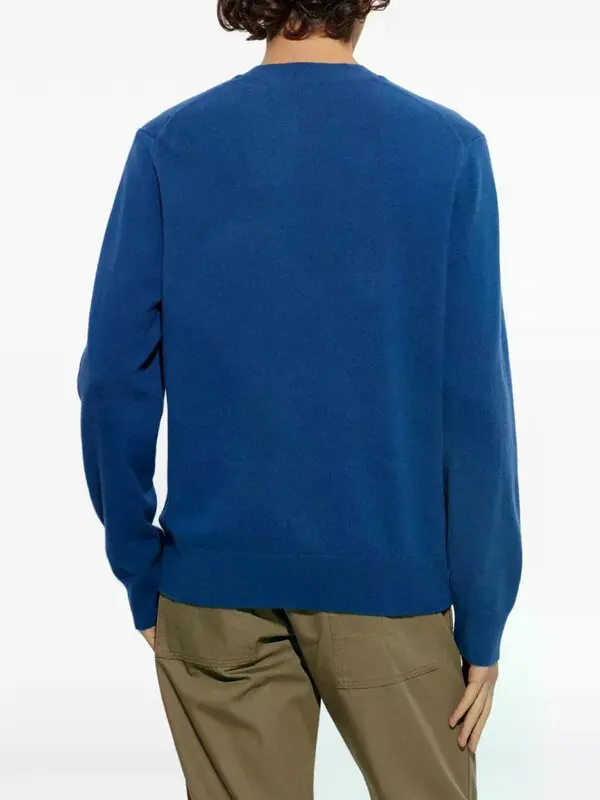 Burberry Cashmere-blend Crew Neck Sweater With Embroidered Knight