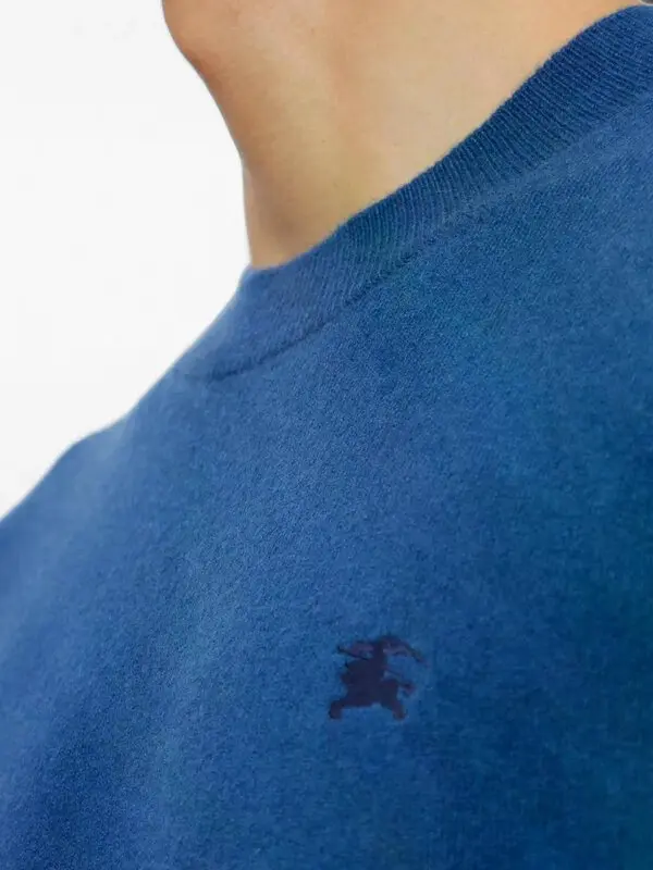 Burberry Cashmere-blend Crew Neck Sweater With Embroidered Knight