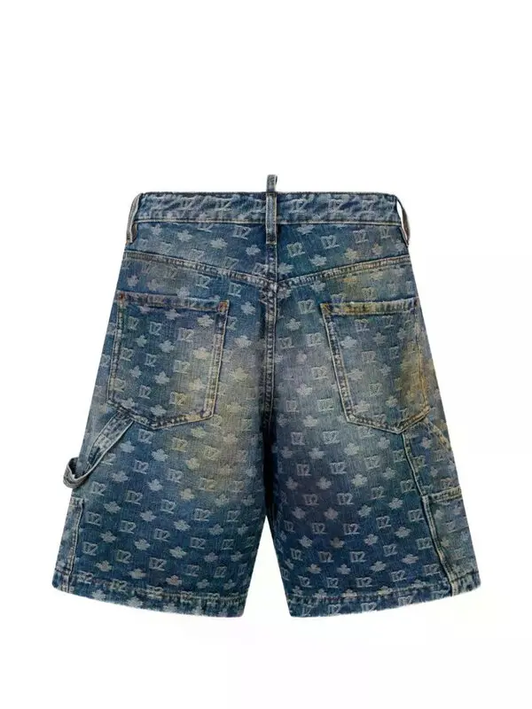 Dsquared2 Monogram Dirty Wash Carpenter Shorts
