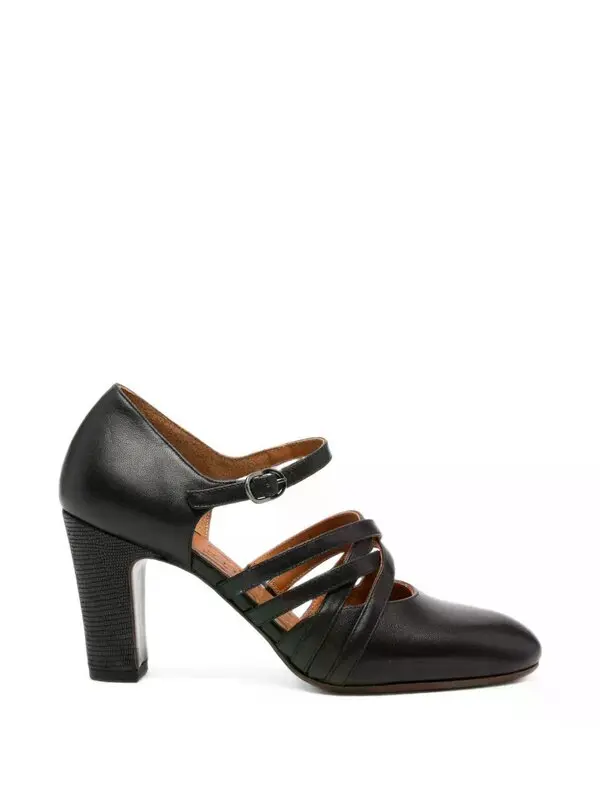 Chie Mihara Strappy Leather Heeled Pumps - Black