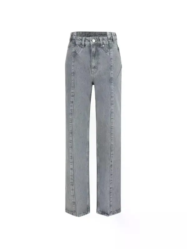 GANNI Logo Patch Belt Loop Jeans - Grey