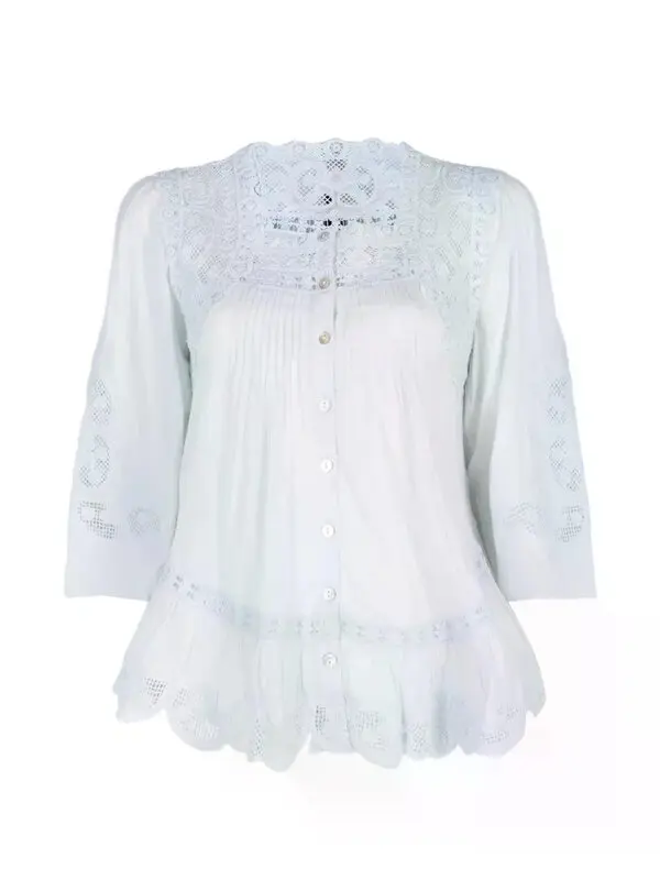Farm Rio Richelieu Embroidered Shirt - Blue
