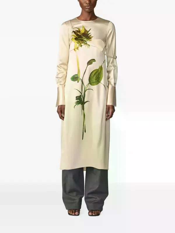 Monse Deconstructed Sunflower-print Midi Dress - Neutrals