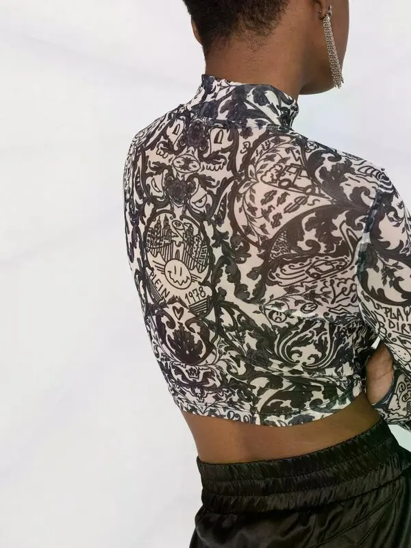 Philipp Plein Baroque Print Cropped Top