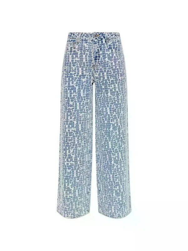 SELF-PORTRAIT Textured Wide-leg Jeans