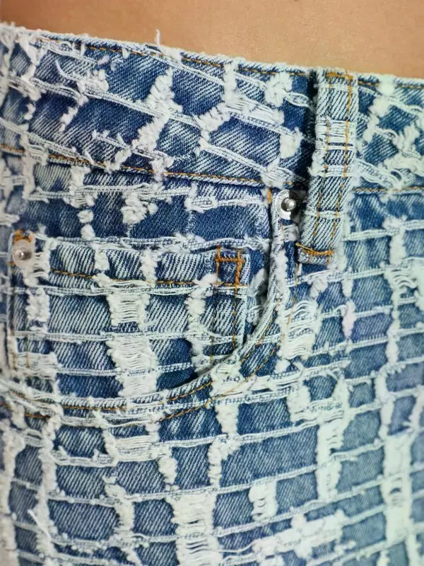 SELF-PORTRAIT Textured Wide-leg Jeans