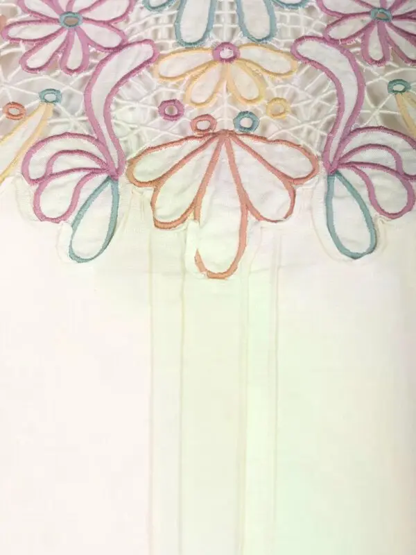 Farm Rio Embroidered Pintuck-detail Blouse