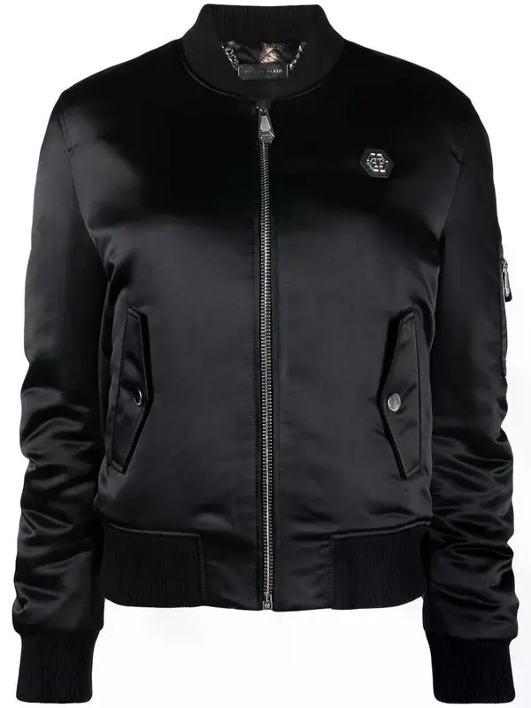 Philipp Plein Logo-plaque Bomber Jacket - Black