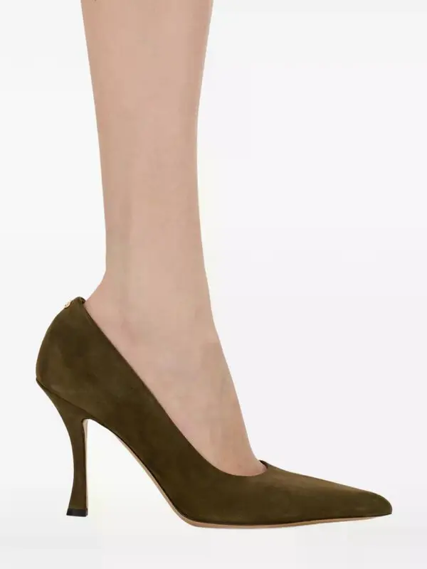 FERRAGAMO Suede Sculptural Heel Pumps