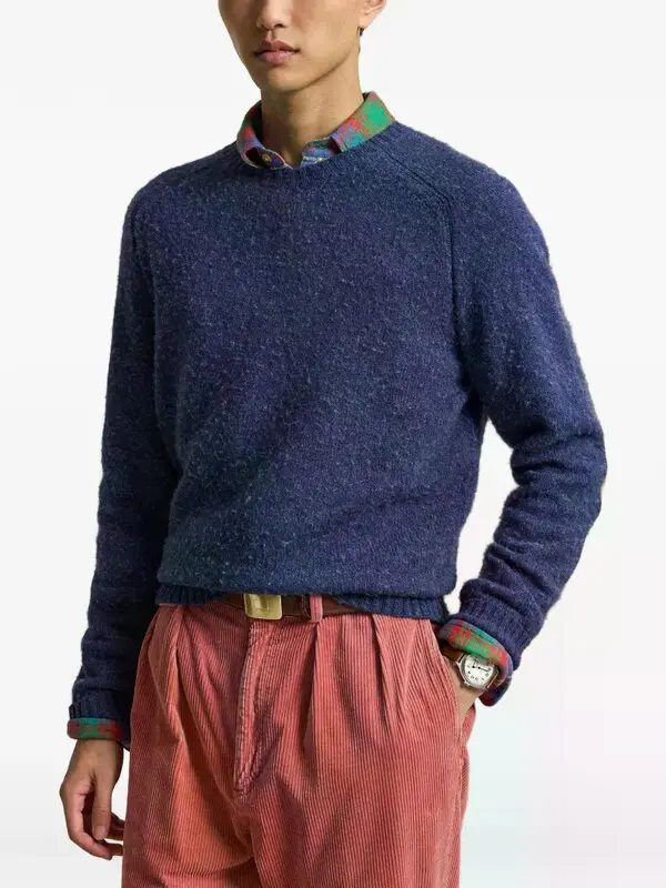 Polo Ralph Lauren Wool-cashmere Jumper With Suede Elbow Patches - Blue