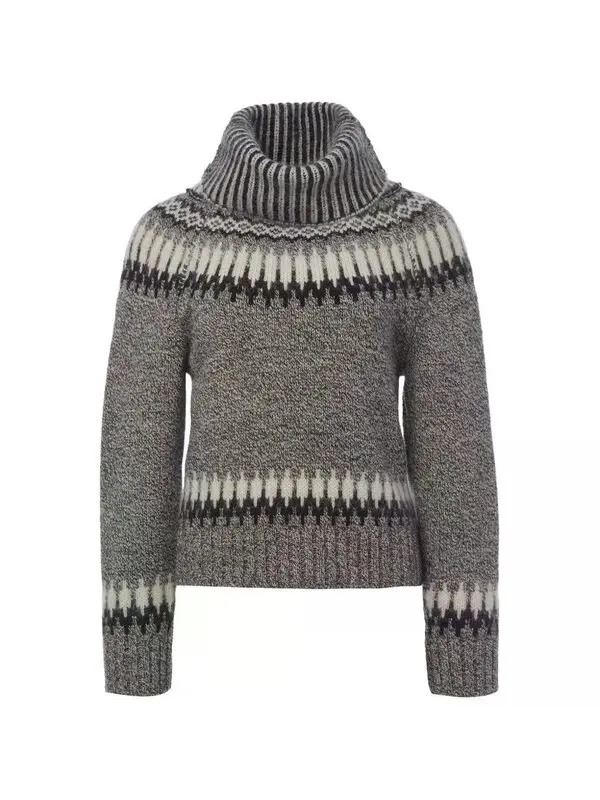 Monse Fair Isle Turtleneck Sweater - Grey