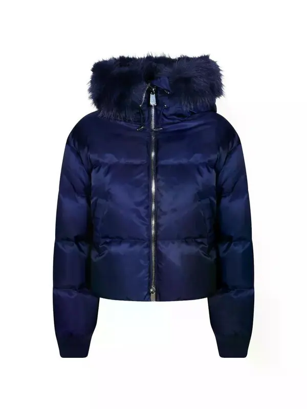 Pinko Faux-fur Trim Puffer Jacket - Blue