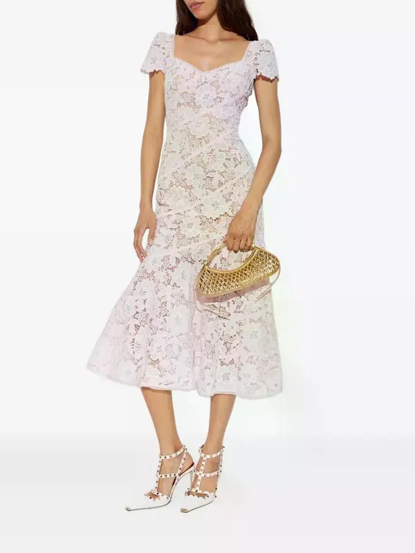 SELF-PORTRAIT Floral Lace Midi Dress