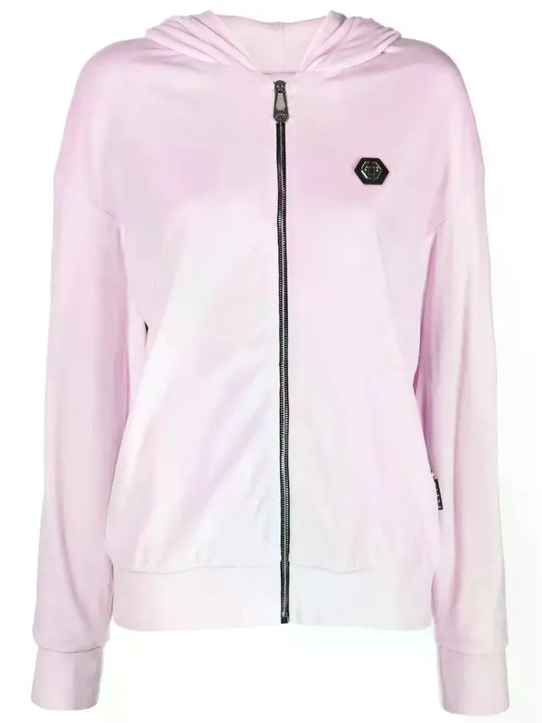 Philipp Plein Zip-up Logo Patch Hoodie