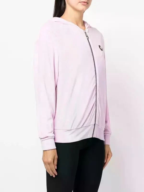 Philipp Plein Zip-up Logo Patch Hoodie