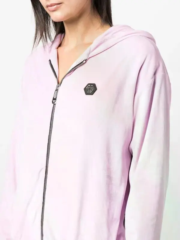 Philipp Plein Zip-up Logo Patch Hoodie