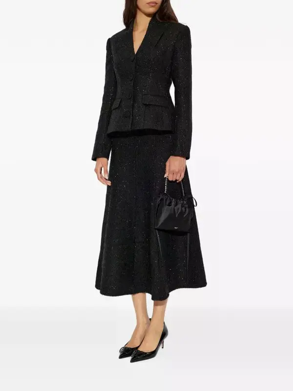 SELF-PORTRAIT Metallic-effect Bouclé Midi Dress