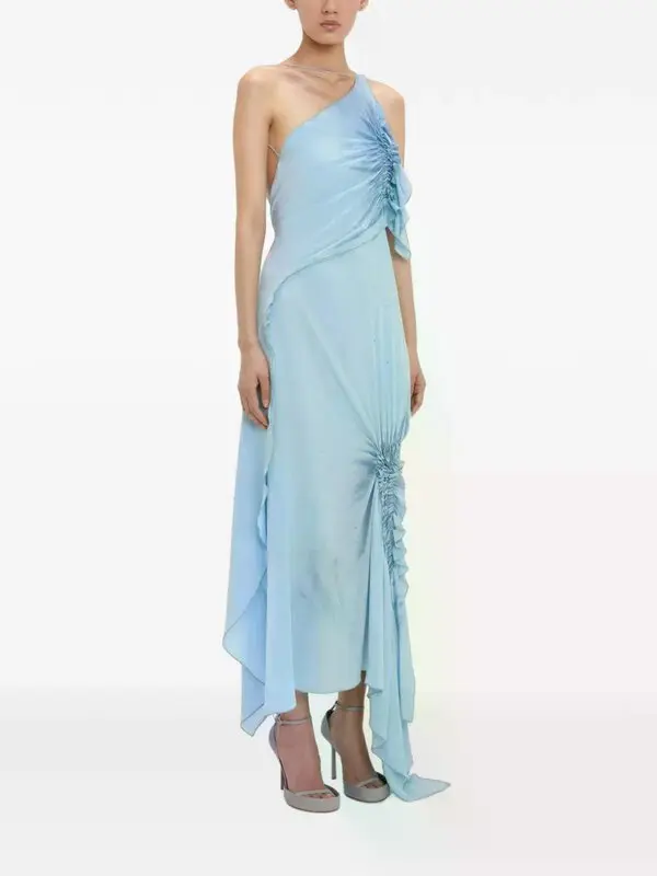 Victoria Beckham Asymmetrical Halterneck Midi Dress - Blue