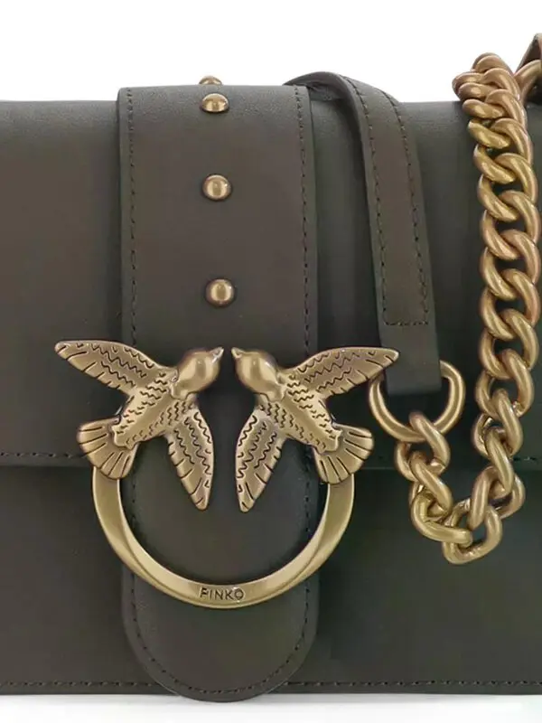 Pinko Love One Mini Studded Leather Shoulder Bag