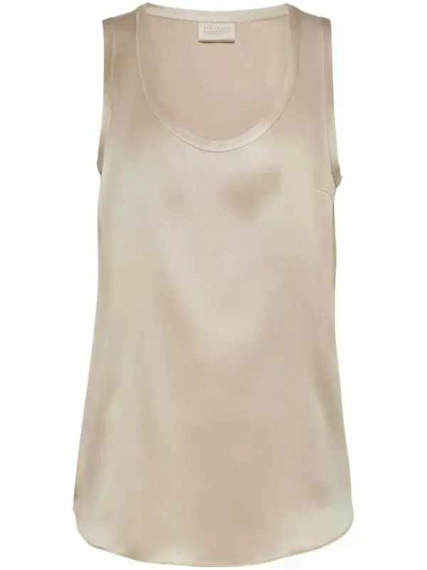 Brunello Cucinelli Round-neck Silk Top - Neutrals