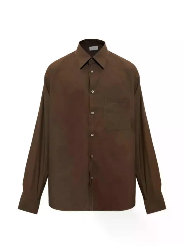 LEMAIRE Regular Shirt In Washed Cotton Silk - Brown