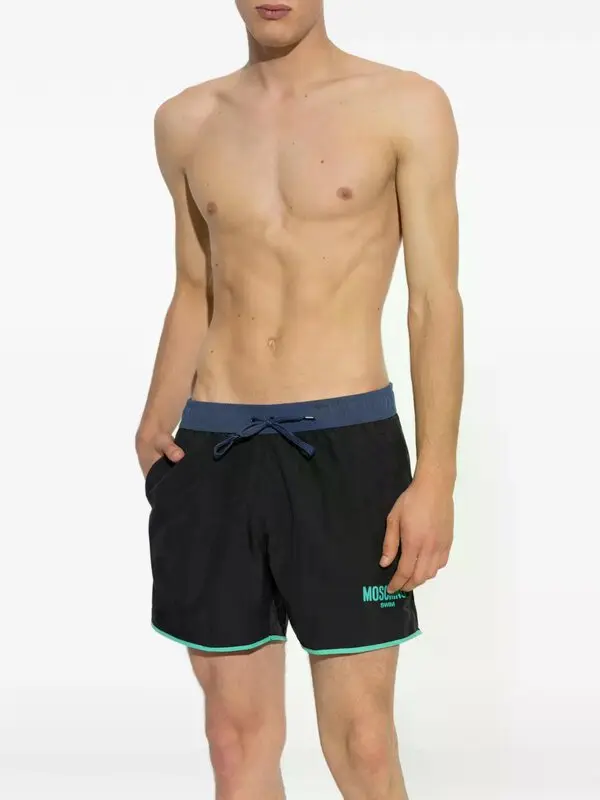 Moschino Logo-print Contrast-trim Swim Shorts