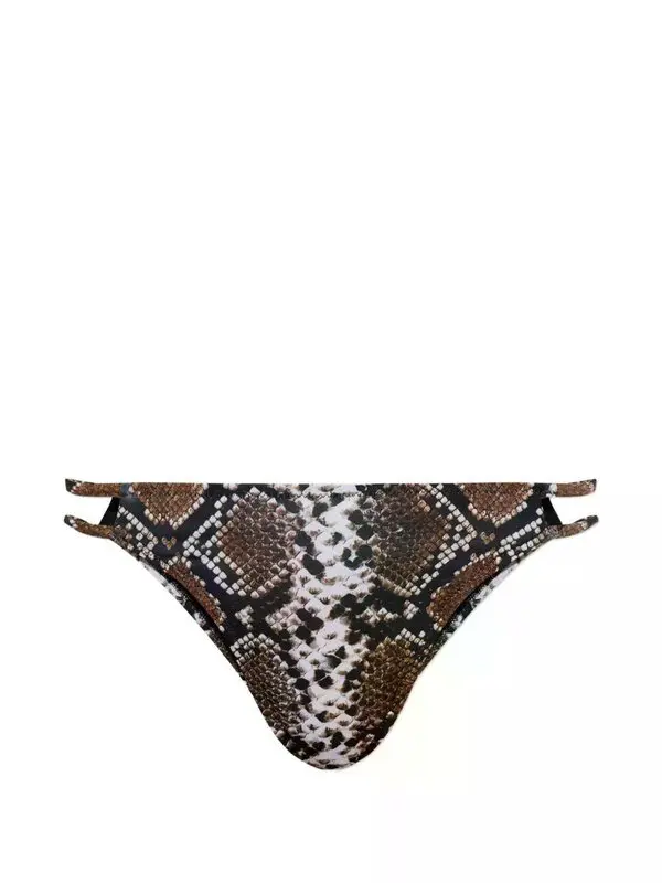 Moschino Snake-print Cut-out Bikini Bottoms - Brown
