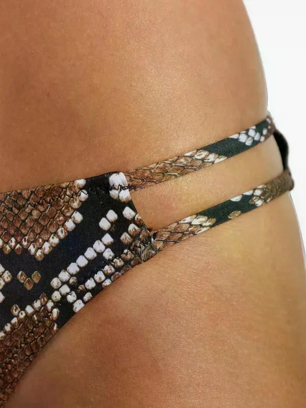 Moschino Snake-print Cut-out Bikini Bottoms