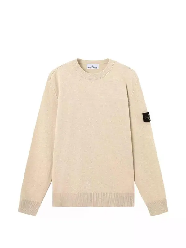 Stone Island 5100021 Light Rws Geelong Wool Loose-fit Crewneck Jumper With Ribbed Trims - Neutrals