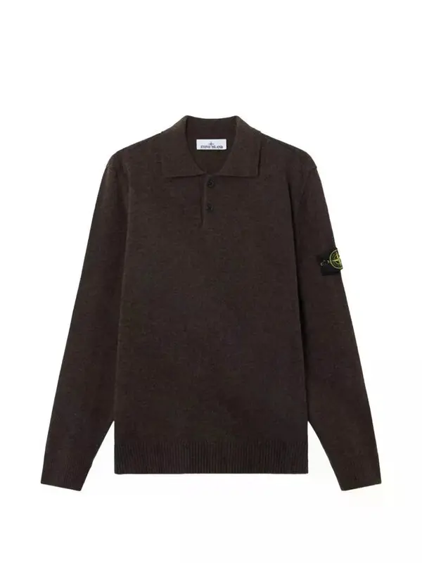 Stone Island 5100018 Light Rws Geelong Wool Loose-fit Polo-collar Jumper With Button Placket - Grey