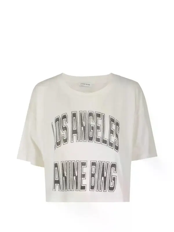 ANINE BING Johnny Cropped T-shirt - Neutrals