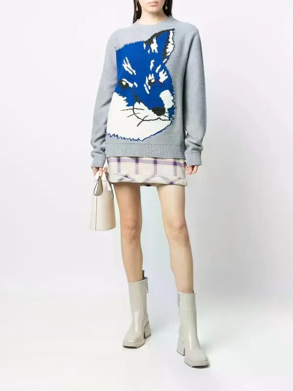 Maison Kitsuné Fox Head-jacquard Lambswool Jumper