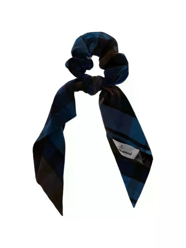 VIVIENNE WESTWOOD Tartan Print Hair Scrunchie With Orb Motif