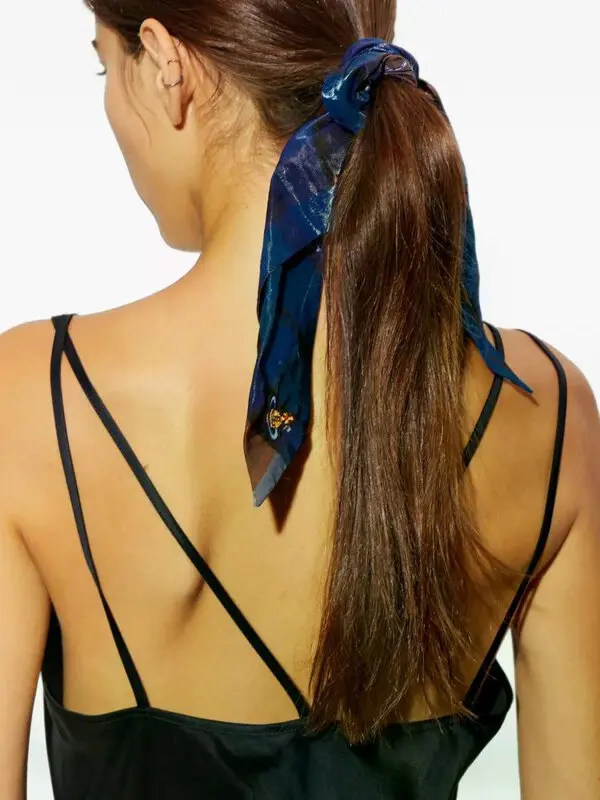 VIVIENNE WESTWOOD Tartan Print Hair Scrunchie With Orb Motif