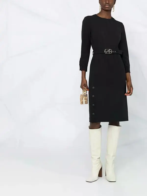 Alberta Ferretti Belted Knee-length Dress - Black