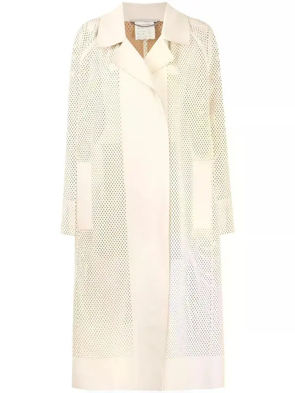 Stella McCartney Faux-leather Perforated Coat - Neutrals