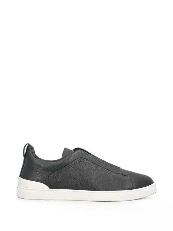 Zegna Navy Deerskin Triple Stitch™ Sneakers - Blue