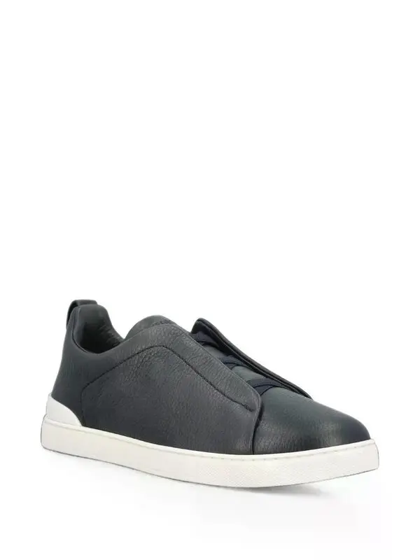 Zegna Navy Deerskin Triple Stitch™ Sneakers