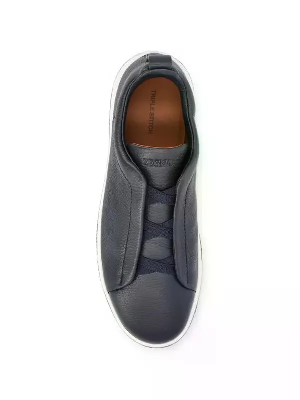 Zegna Navy Deerskin Triple Stitch™ Sneakers