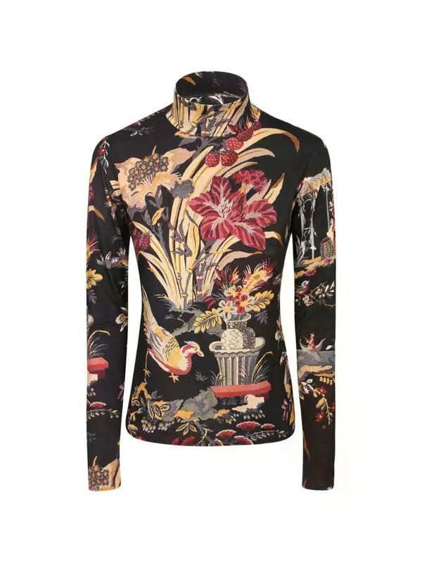 Etro Mock Neck Long Sleeve Top - Black