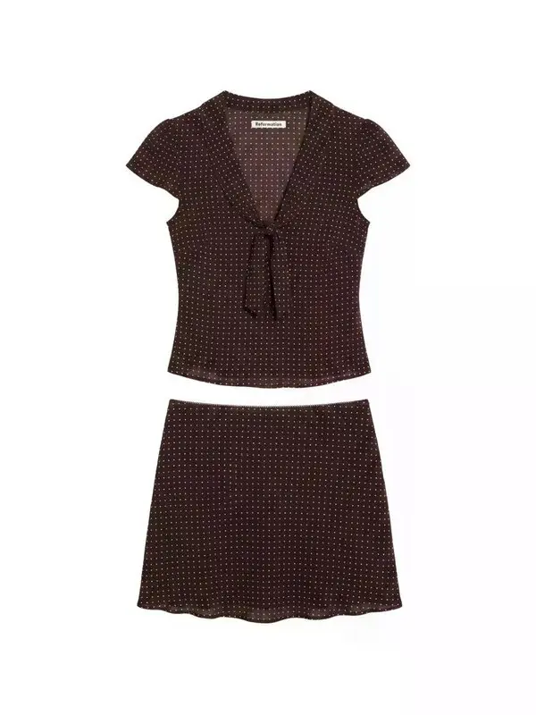 REFORMATION Kelson Polka-dot Two-piece Set - Brown