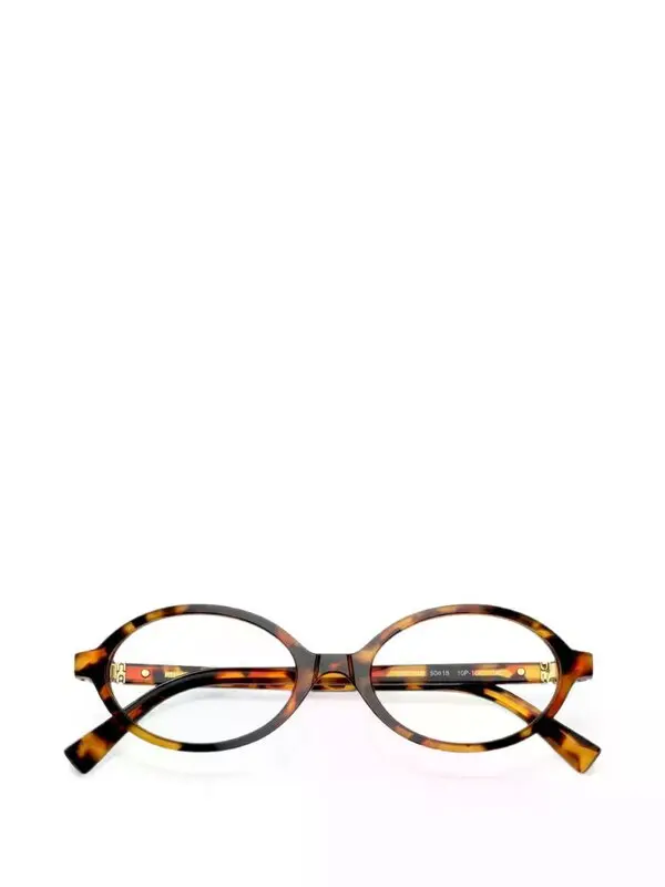 Miu Miu Tortoiseshell-effect Oval-frame Glasses