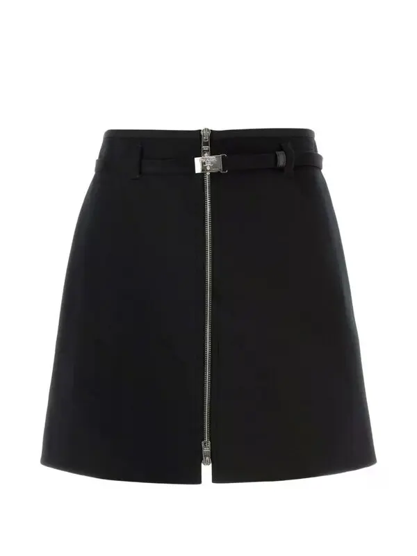 Prada Belted Zip-front Mini Skirt