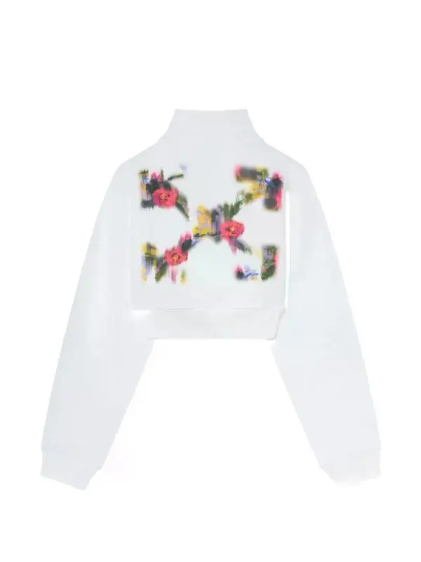 Off-White Arrows Chiné Cropped Sweatshirt - White