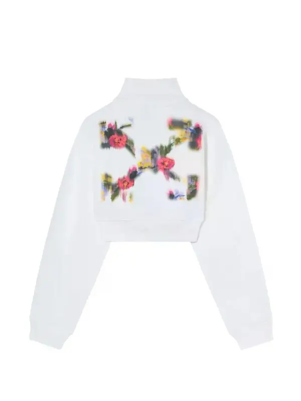 Off-White Arrows Chiné Cropped Sweatshirt - White