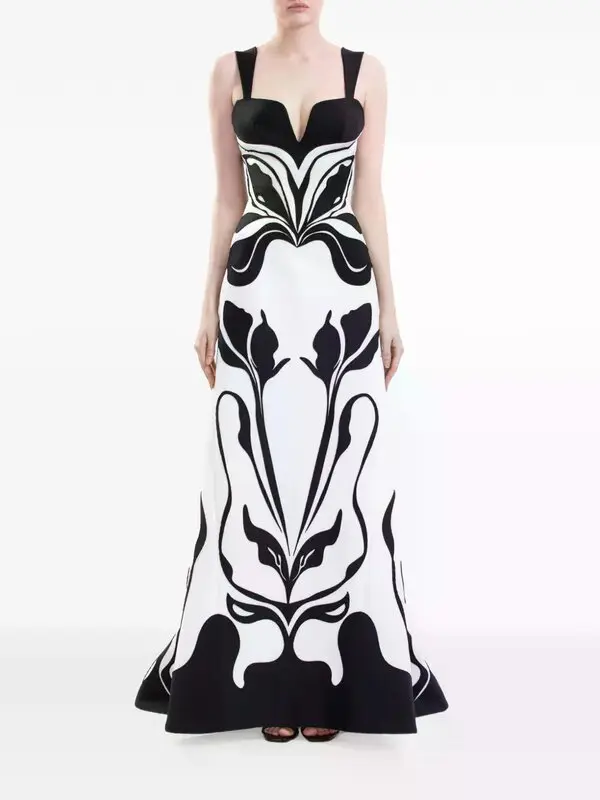 SAIID KOBEISY Laser Cut Scuba Maxi Dress