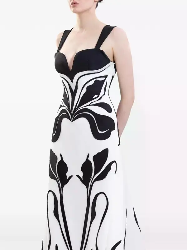 SAIID KOBEISY Laser Cut Scuba Maxi Dress